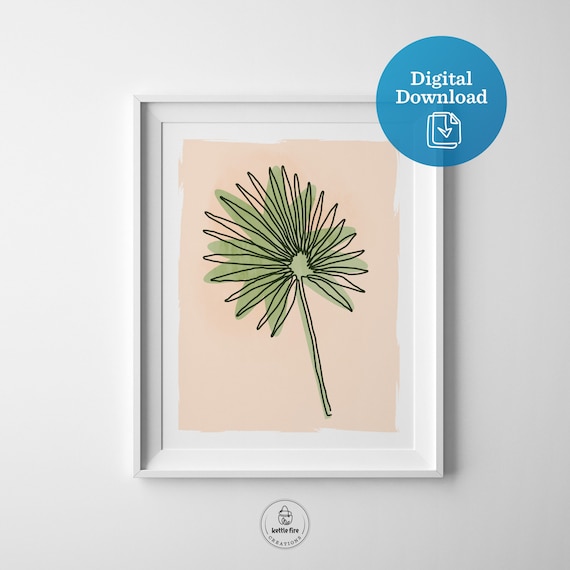 Palm branch printable art palm leaf digital download | Etsy