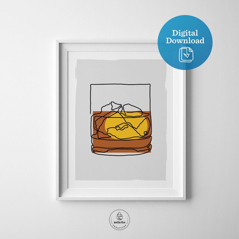 Whiskey Art Digital Download Whiskey Glass Drawing Printable - Etsy