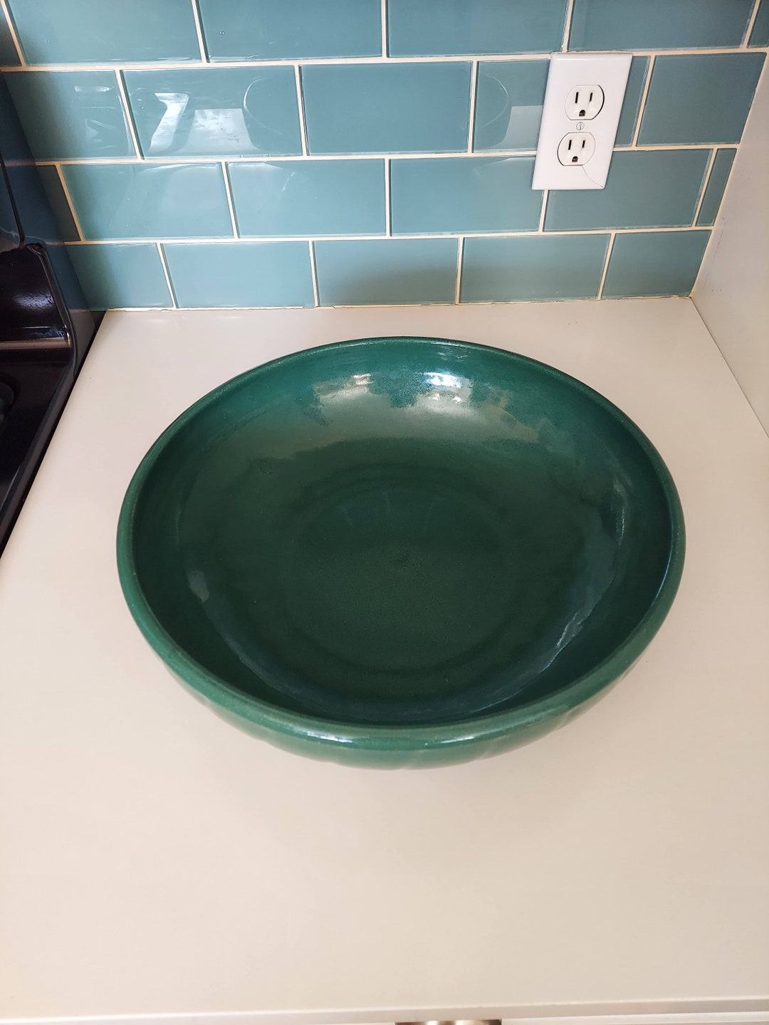 Vintage Forest Green Garden City Pottery Swirl Bowl - Etsy