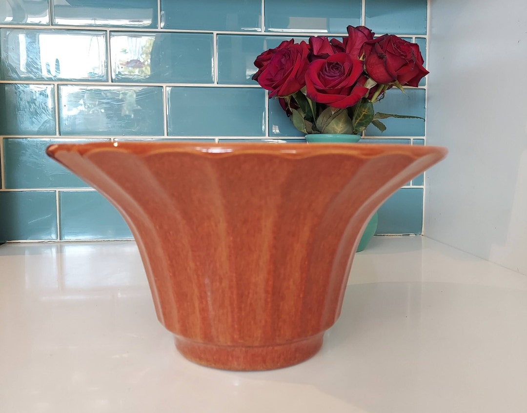 Vintage Burnt Orange Bauer Pottery Fluted Bowl - Etsy