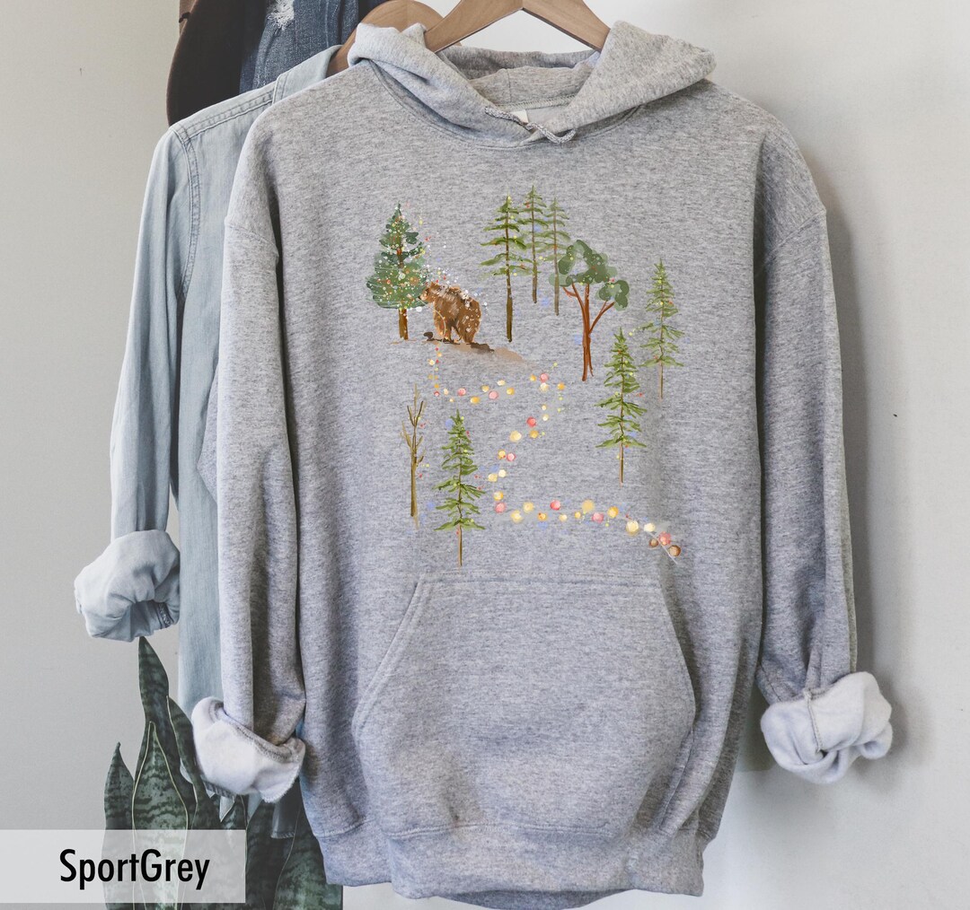 Bear Hooded Sweatshirt With Christmas Lights, Cute Holiday Animal ...