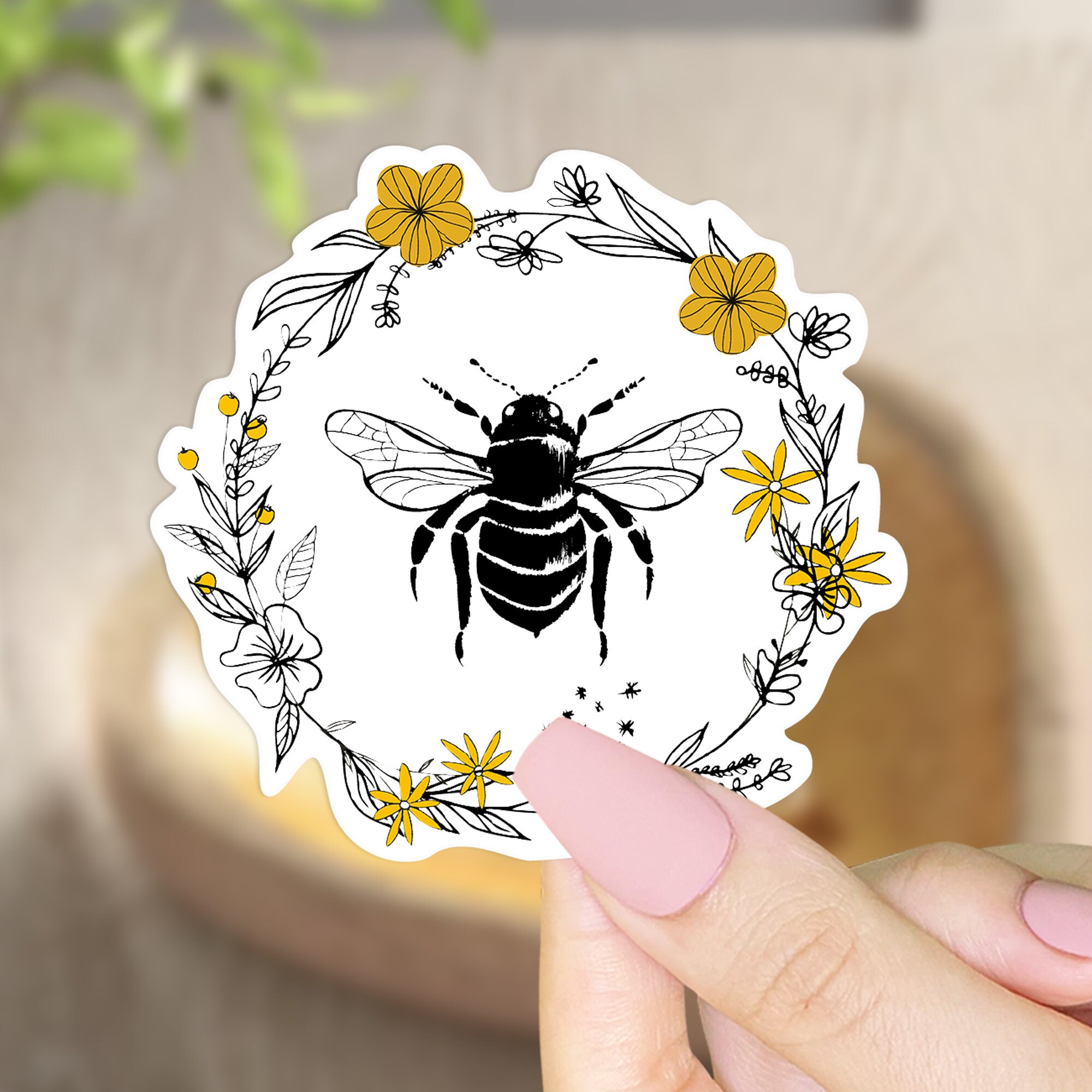 Bumblebee and Flowers Sticker Honey Bee Stickers Laptop - Etsy