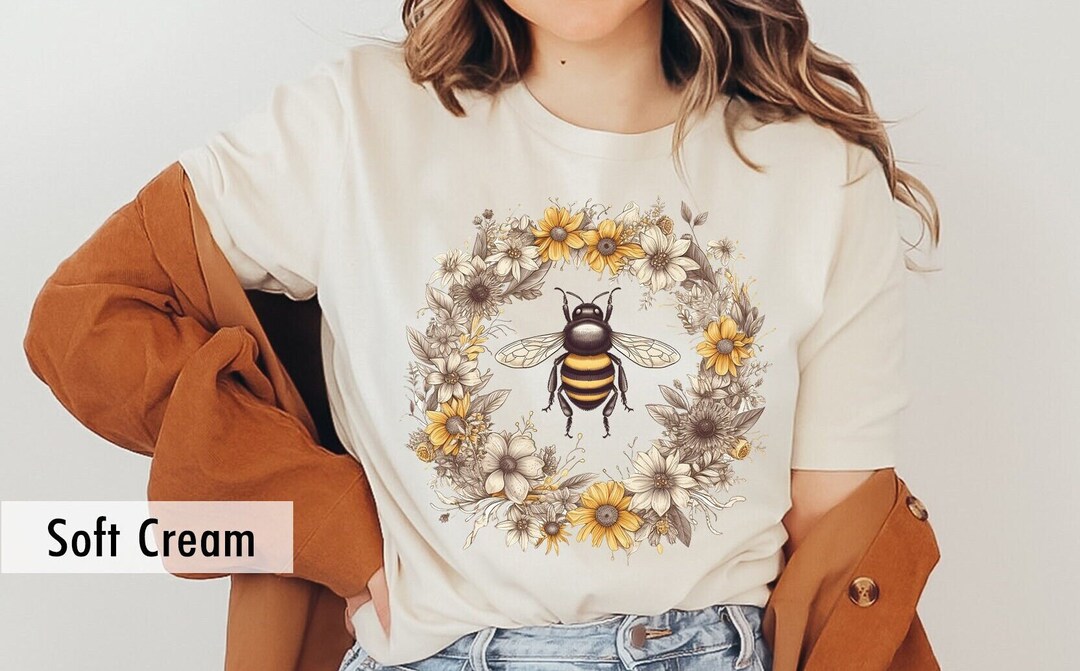 Bee and Sunflower Tshirt for Women, Bumble Bee Shirt, Bee Botanical ...