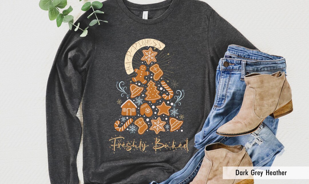 Gingerbread Cookies Long Sleeve Shirt, Christmas Gingerbread Cookie ...