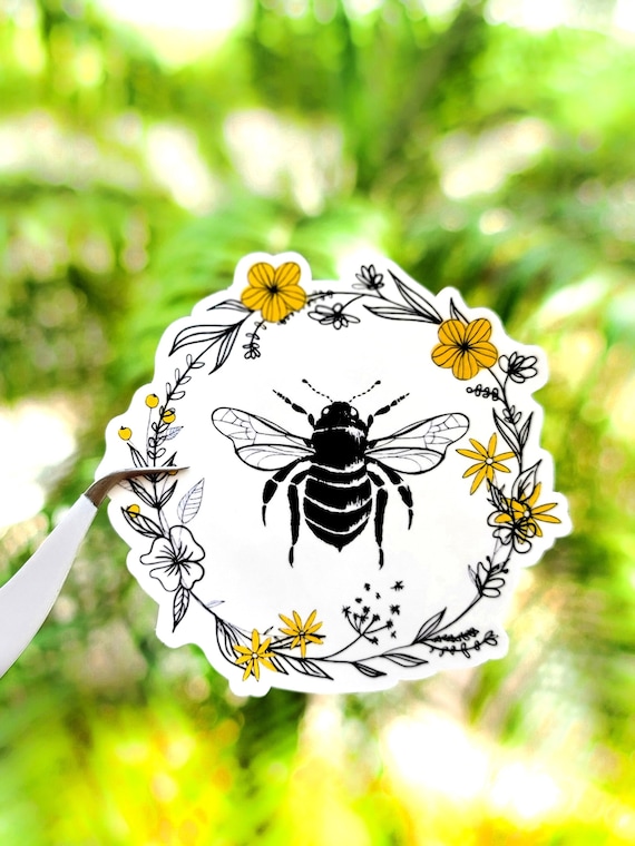 Bumblebee and Flowers Sticker Honey Bee Stickers Laptop | Etsy