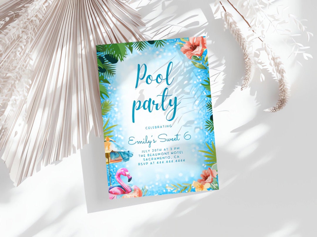 Editable Pool Party Invitation Template Sweet Birthday Celebration ...