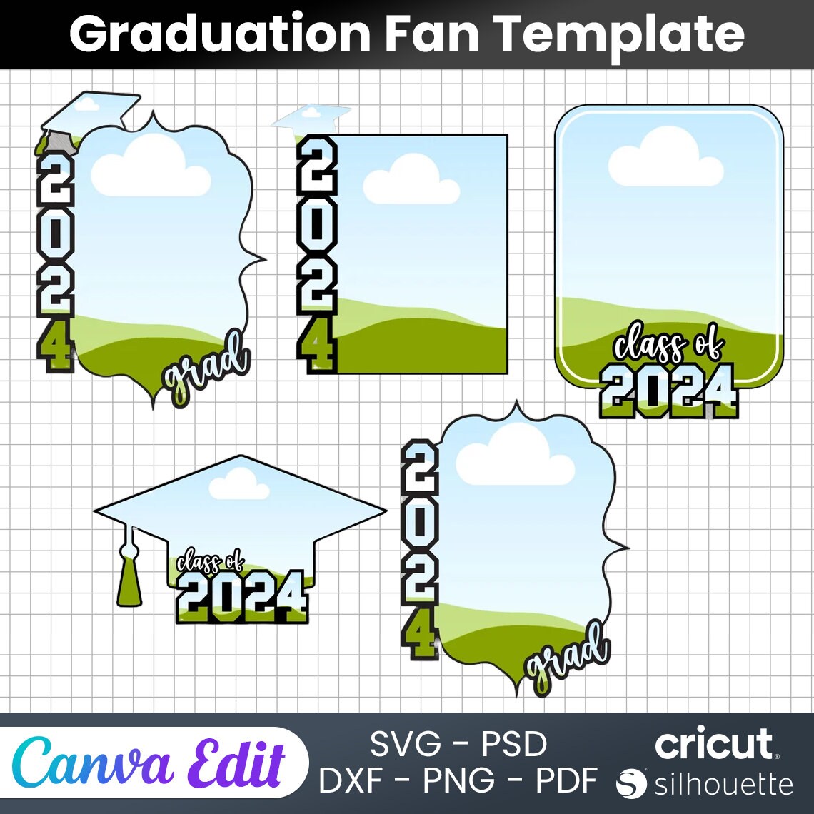 Grad Paddle Fan Template Bundle, Grad Fan, Graduation Fan Template ...