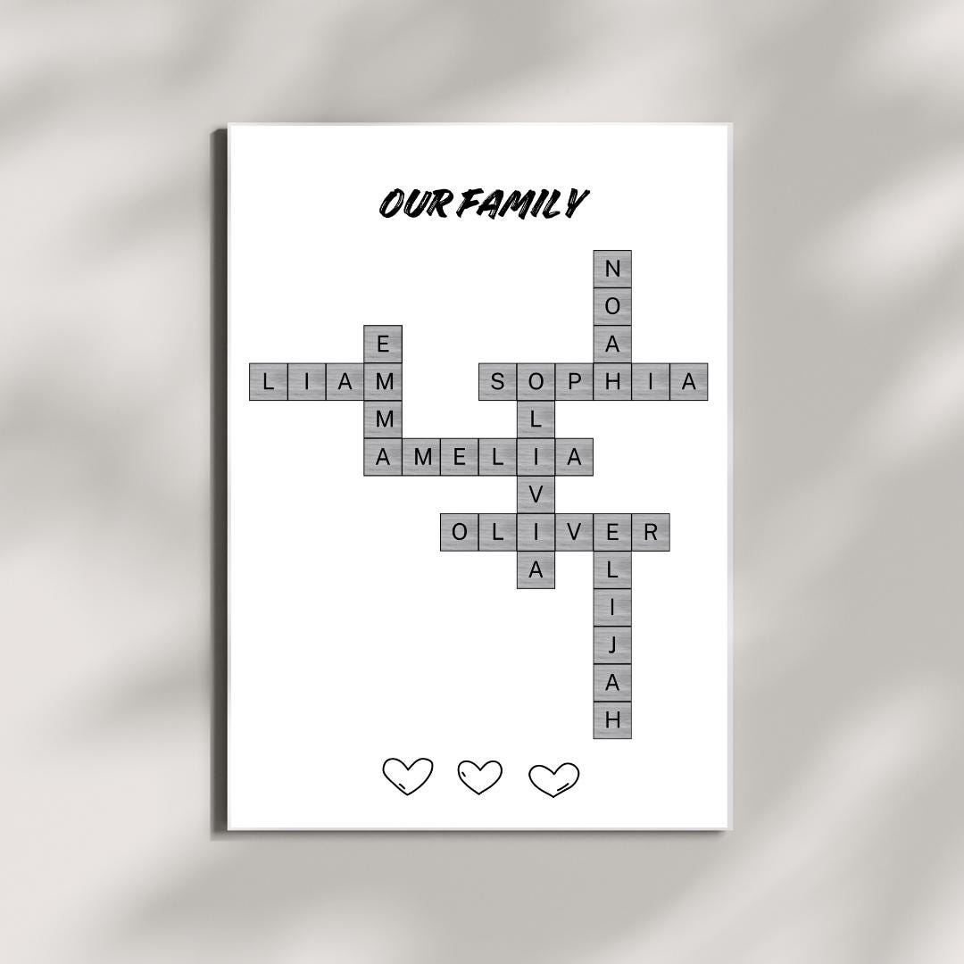 Personalized Family Puzzle, Custom Scrabble Family Print, Family Name ...