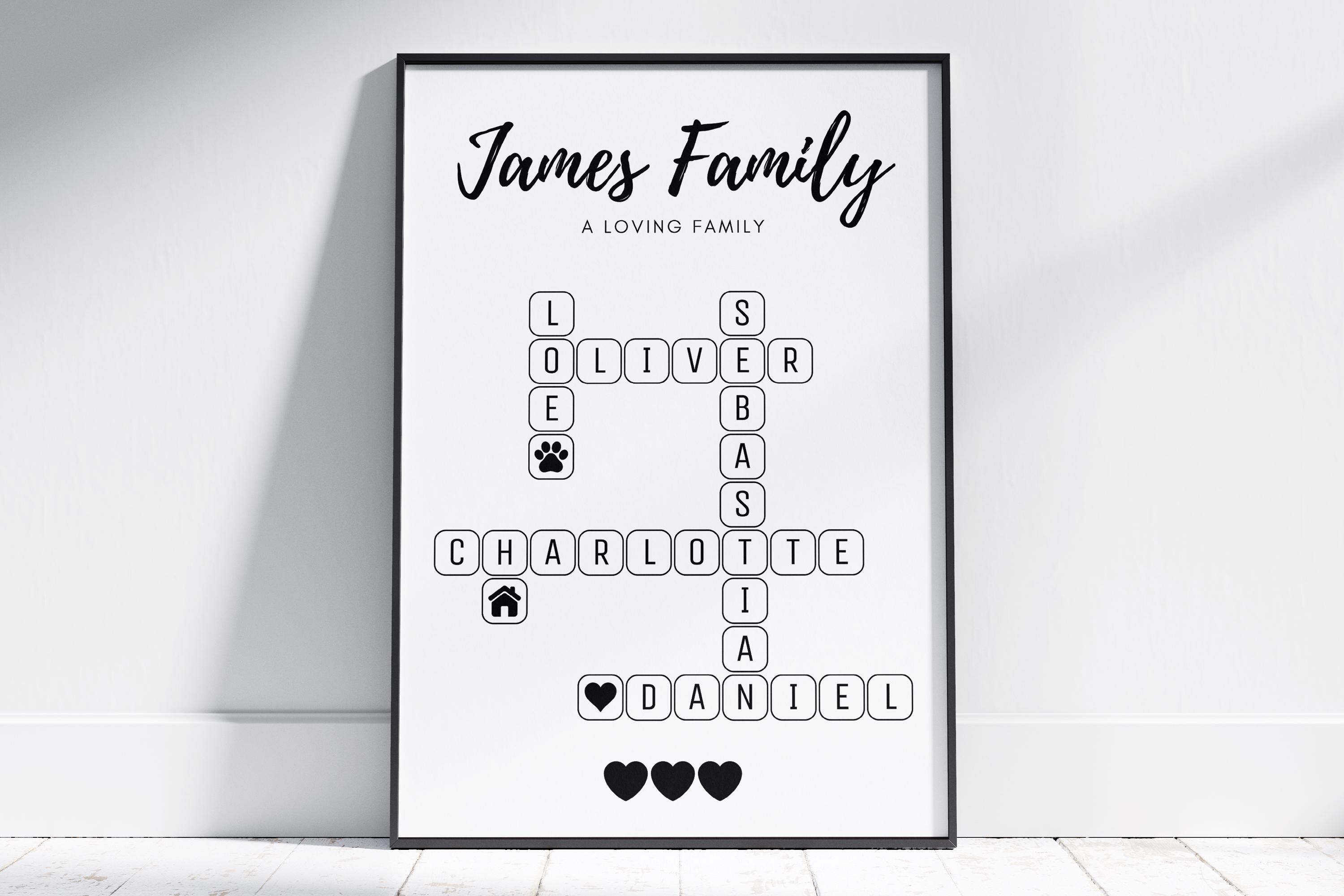 Personalised Scrabble Print, Crosswords Puzzle Poster, Custom Letter ...