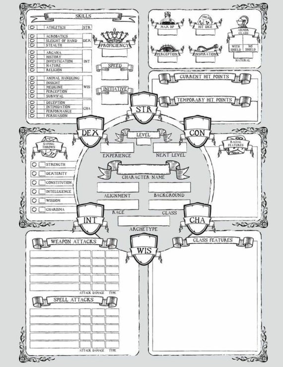 Dd 5e Character Sheet Character Sheet Dnd Character