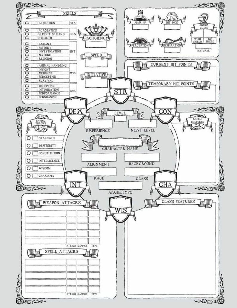 Dnd 5e Character Sheet: PDF for Dungeons and Dragons 5th Edition - Etsy