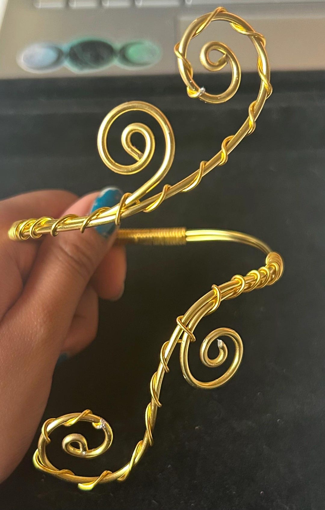 Golden Spiral Wire Arm Cuff – Handmade Adjustable Arm Bracelet – Egyptian Goddess Inspired ...