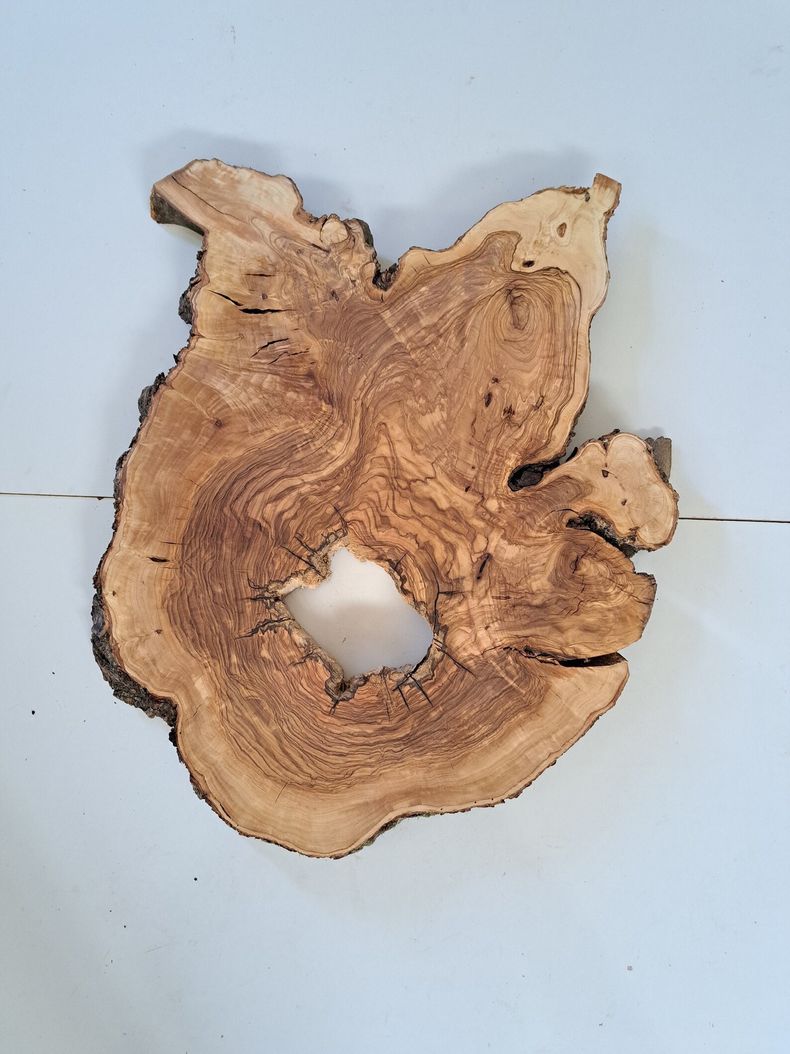 26 Olive Live Edge Wood Slab Live Edge Olive Burl Hole Wood Slice Huge ...