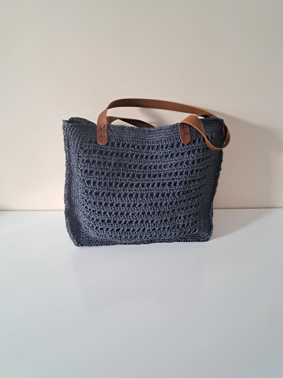 Handmade Paper Rope Tote Bag Crochet Knitting Bag Stylish Unique Gift ...