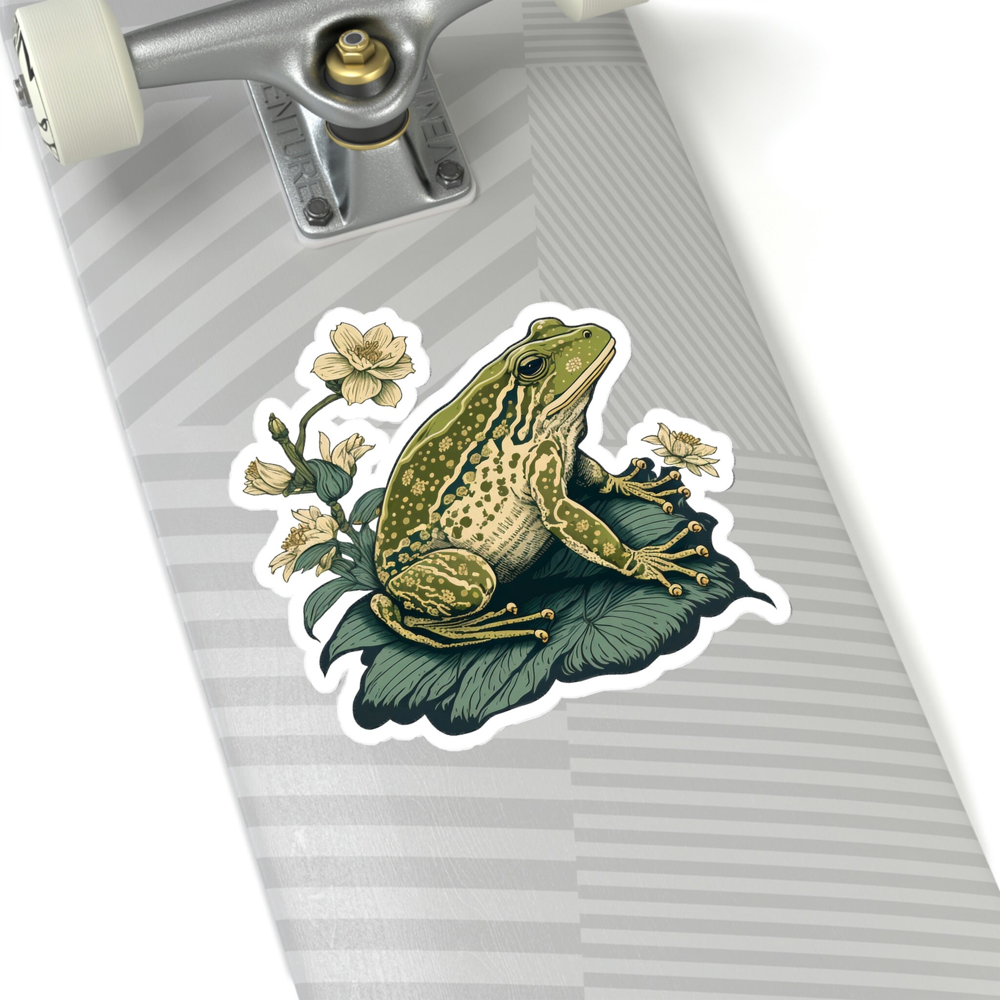 Japanese Style Frog Sticker Toad With Flowers Traditional - Etsy