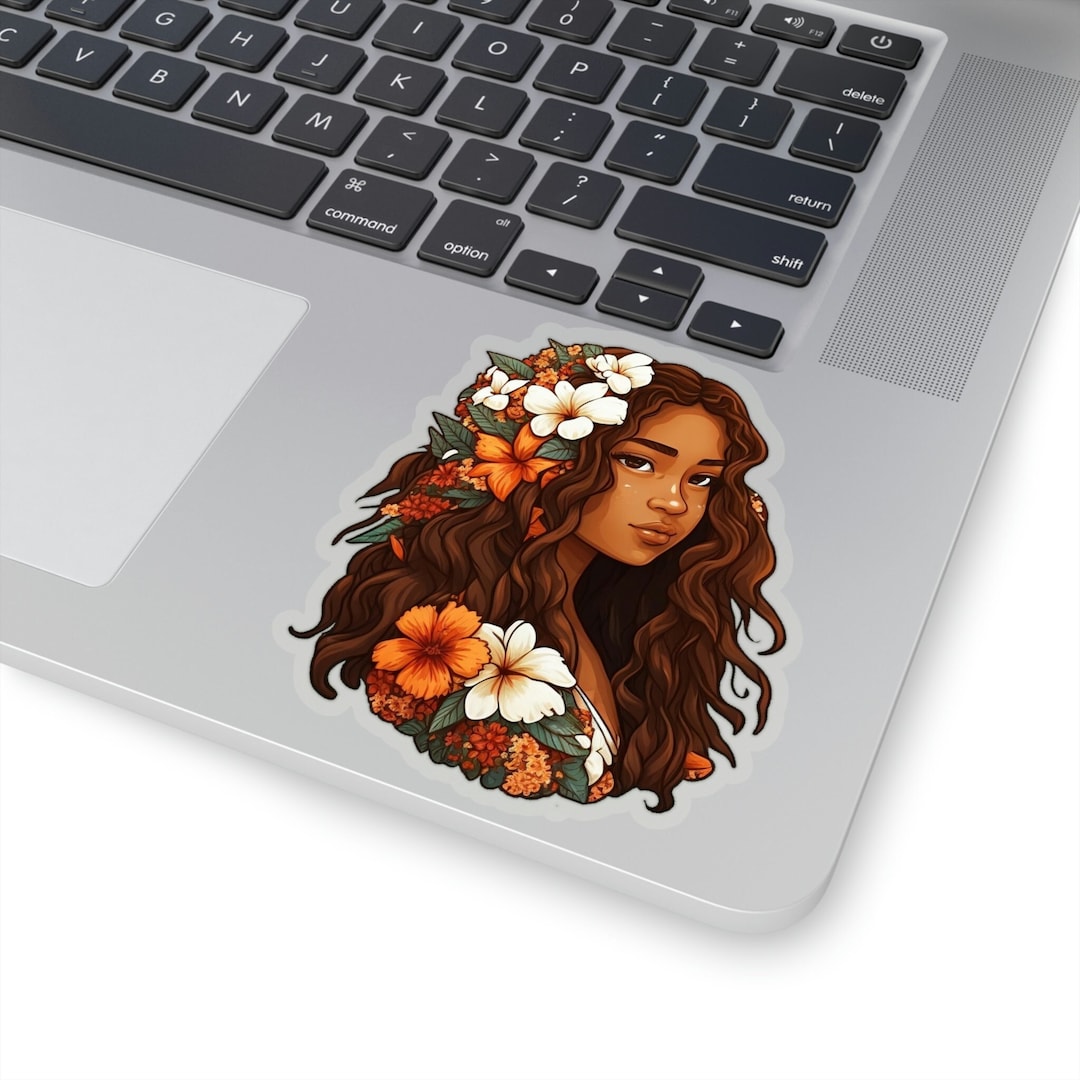 Cute Island Girl Sticker, Hawaiian Woman Decal, Tropical Vibes ...