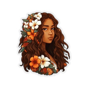 Cute Island Girl Sticker, Hawaiian Woman Decal, Tropical Vibes ...