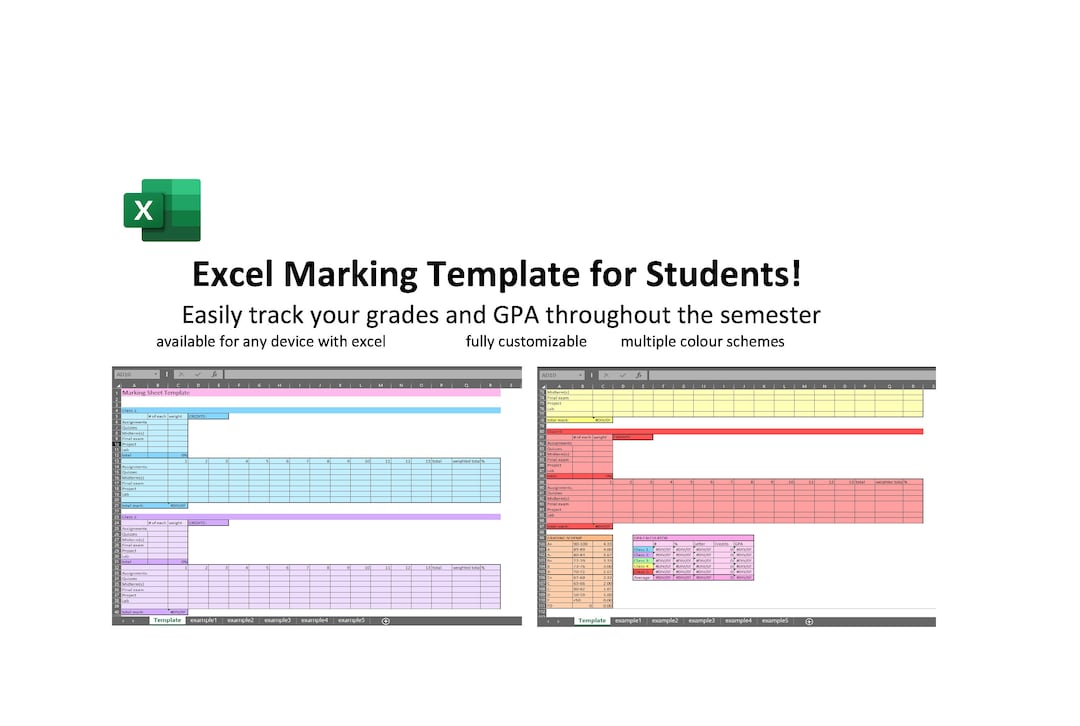 Customizable Excel Grade Tracking Template | Ultimate Student Resource ...