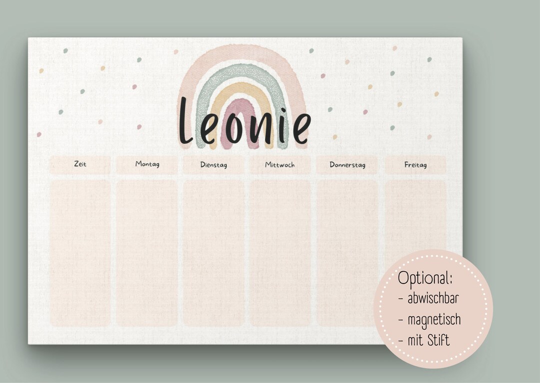 Rainbow Timetable as a Download or Print Optionally Magnetic - Etsy