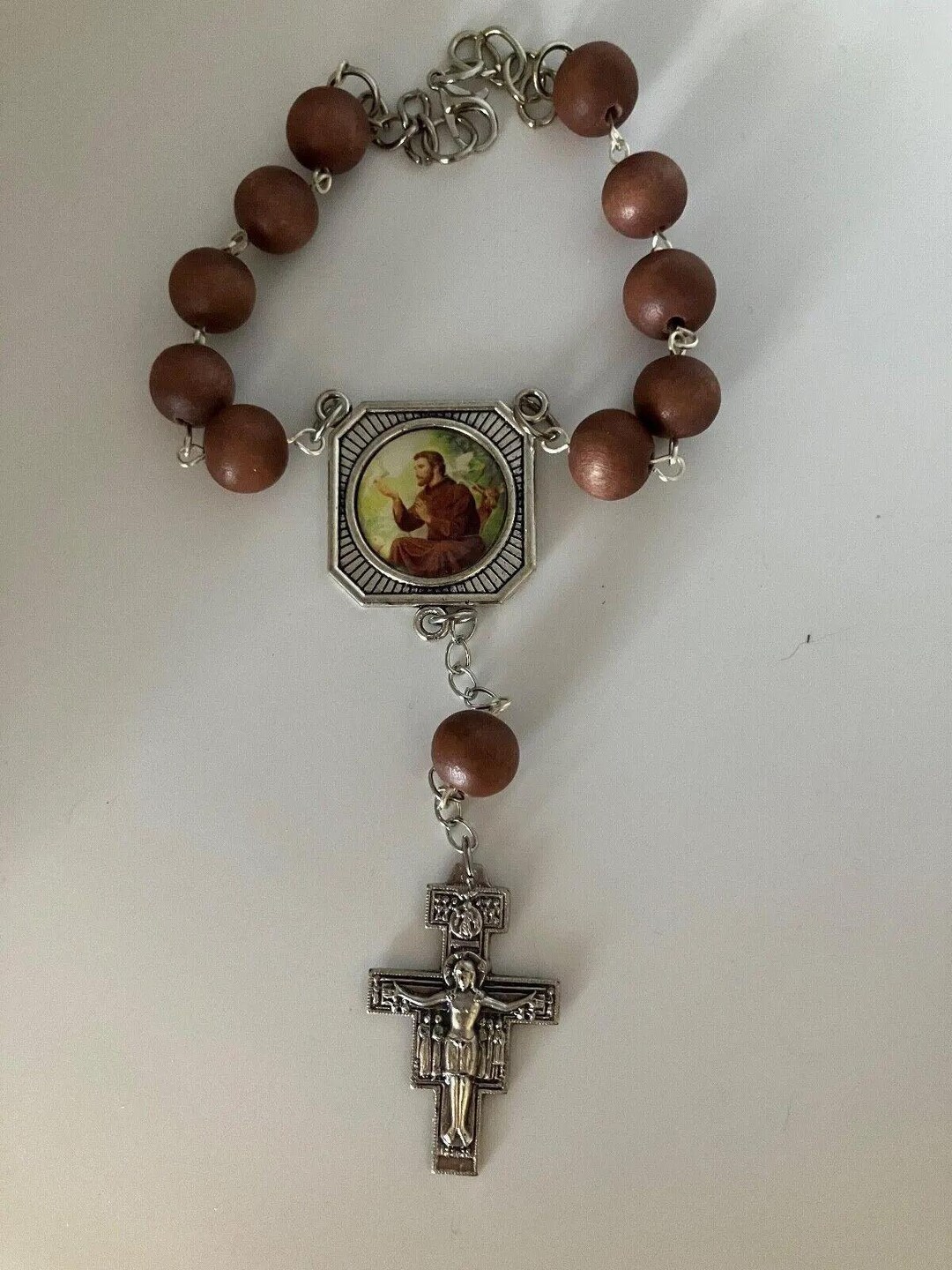 Saint Francis of Assisi Car Rosary Large Rosary Center and SAN DAMIANO Crucifix - Etsy