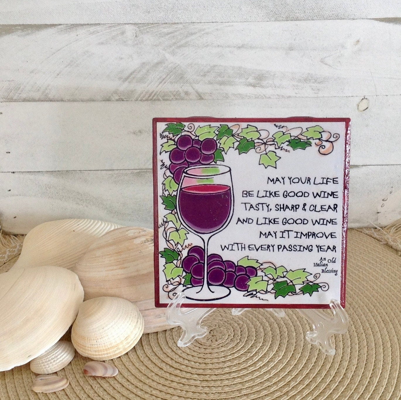An OLD ITALIAN BLESSING. 4.25x4.25" Handcrafted Ceramic Tile Sign With ...