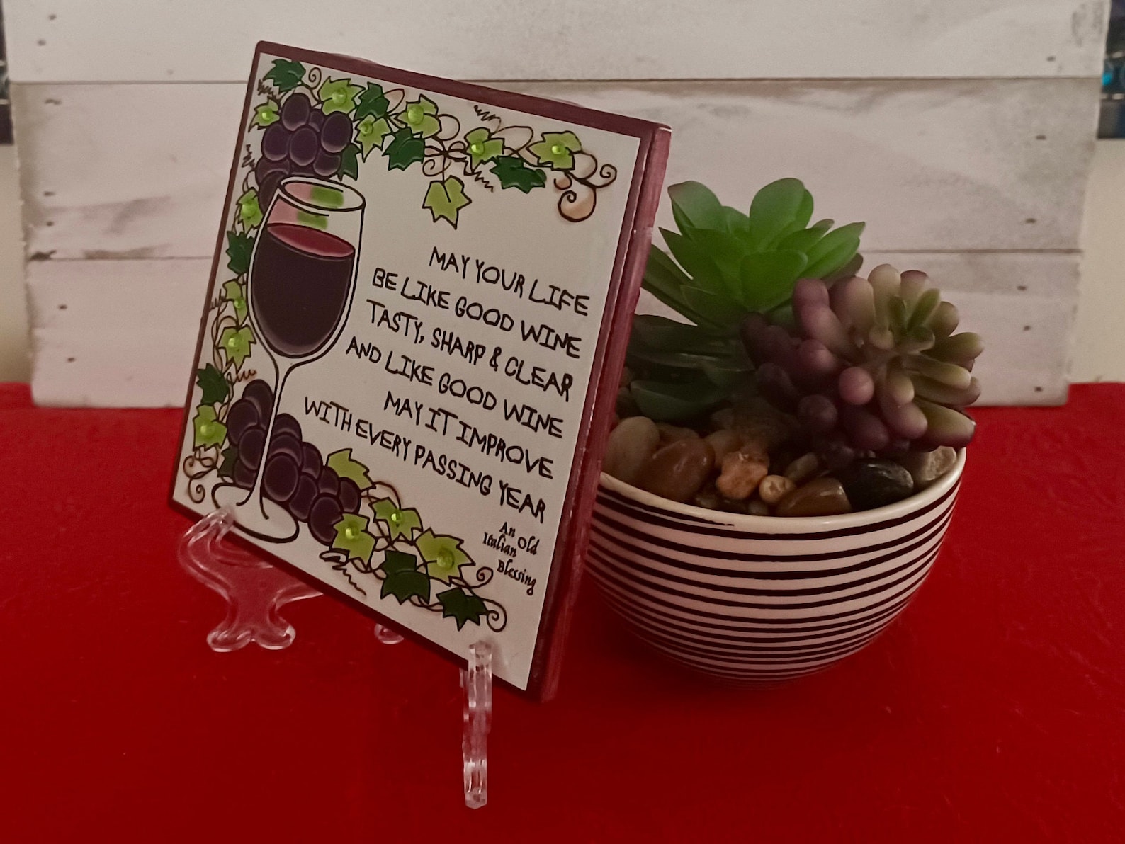 An OLD ITALIAN BLESSING. 4.25x4.25" Handcrafted Ceramic Tile Sign With ...