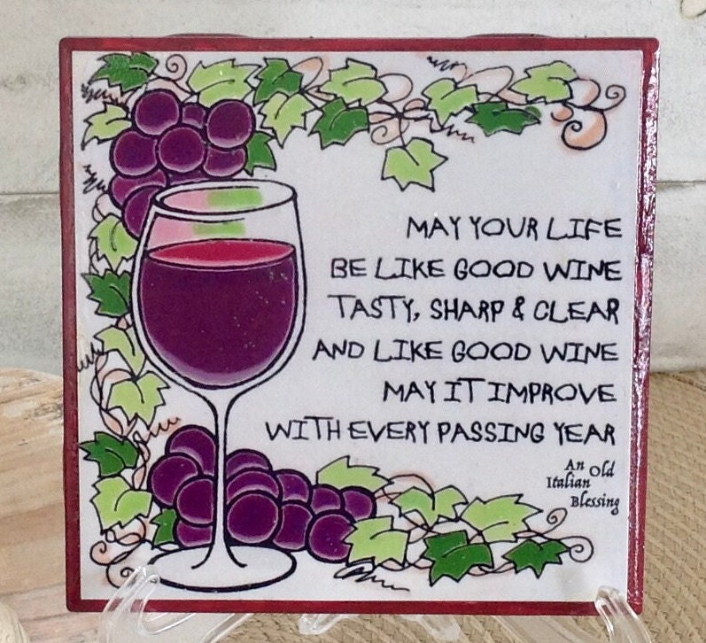 An OLD ITALIAN BLESSING. 4.25x4.25" Handcrafted Ceramic Tile Sign With ...