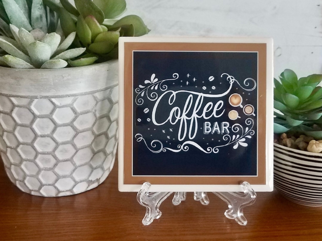 COFFEE BAR. 4.25x4.25 Ceramic Tile Sign With Easel/stand to Display - Etsy