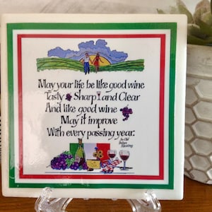 An OLD ITALIAN BLESSING. 4.25x4.25" Handcrafted Ceramic Tile Sign With ...