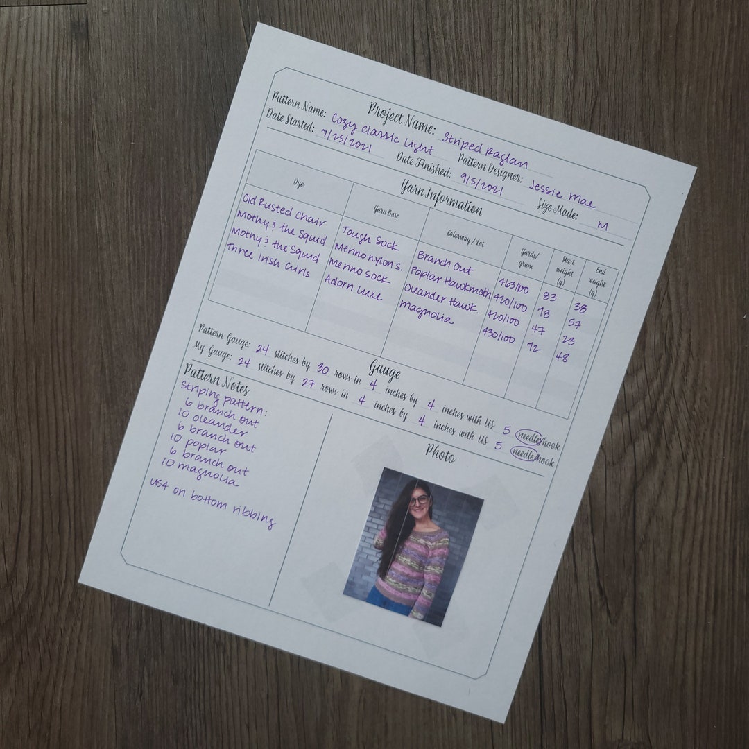 Knitting and Crochet Project Template - Digital PDF Template - Etsy