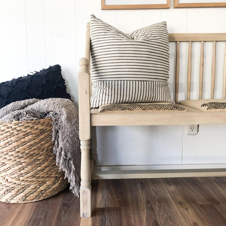 SOLD Farmhouse Burlap Bench - Etsy