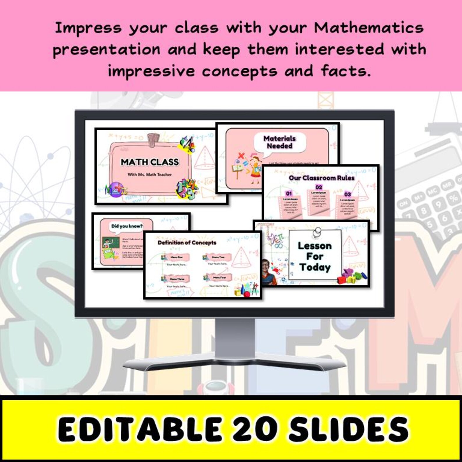 Editable Math Powerpoint Template: Middle & High School Teaching ...