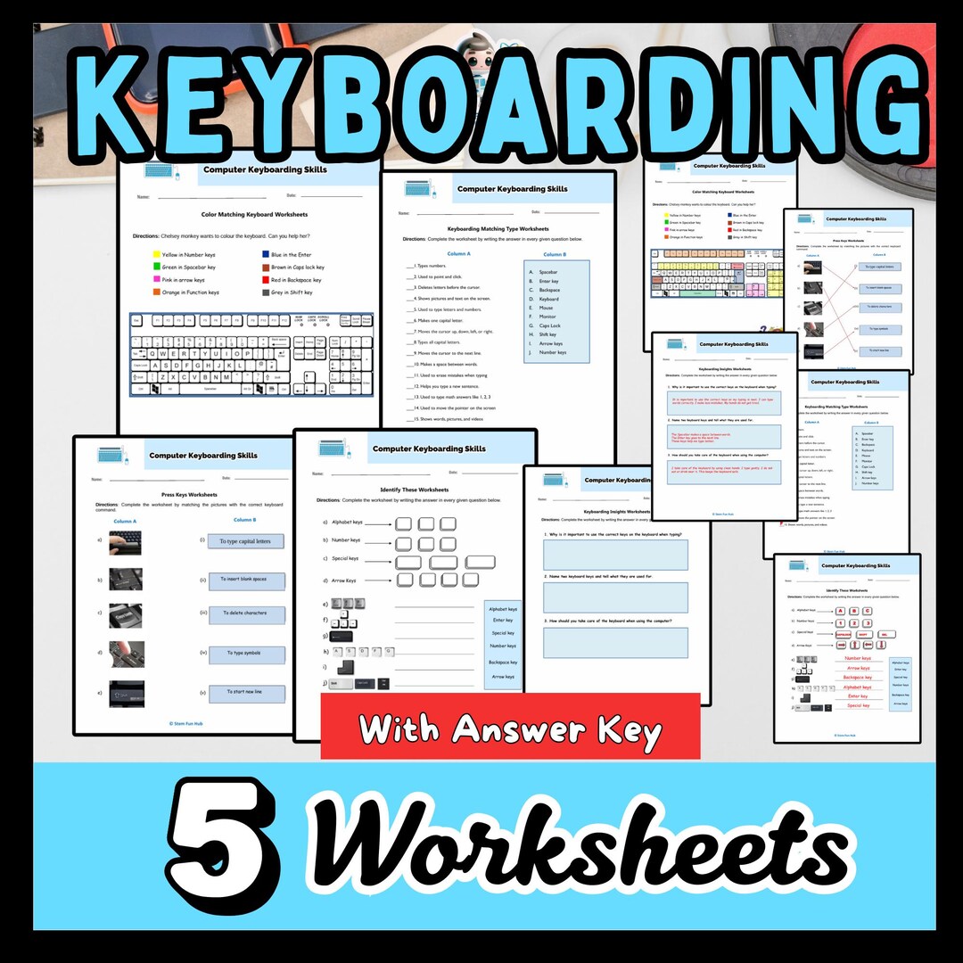 Computer Keyboard Basics and Typing Skills for Beginners Worksheet ...