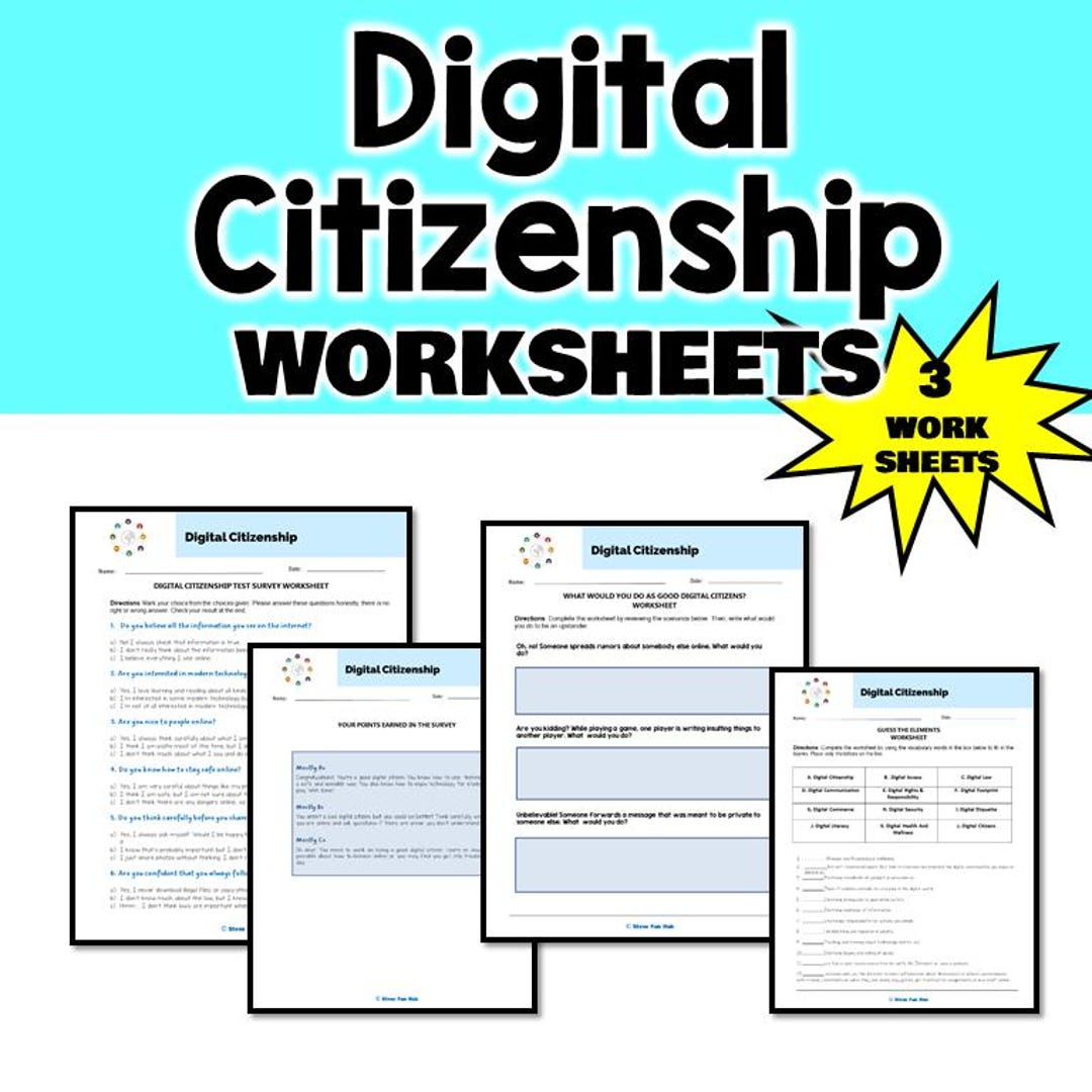 Digital Citizenship Internet Safety Worksheets, Printables, Instant ...