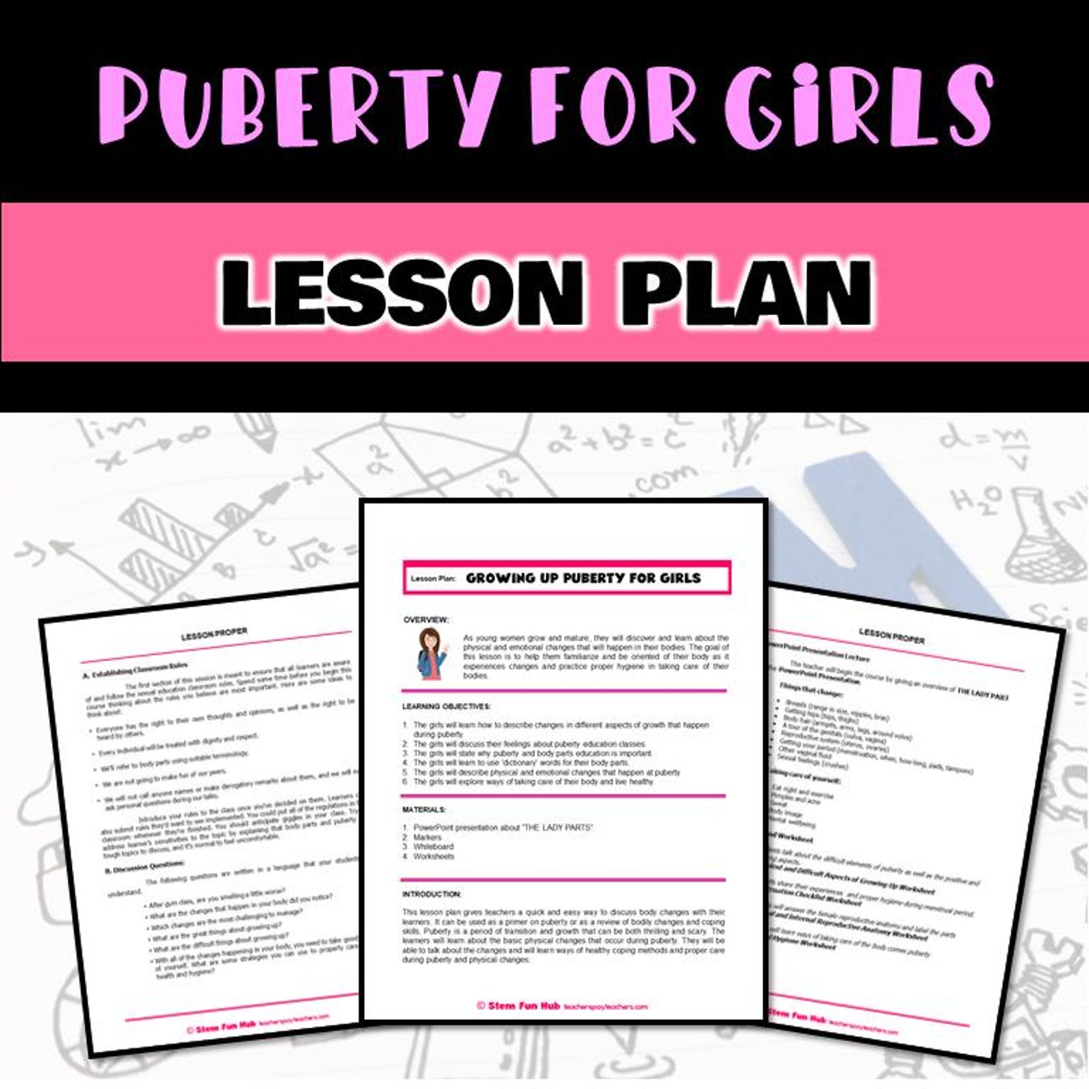 PUBERTY FOR GIRLS Bundle | Lesson Plan | Powerpoint Guide | Worksheets ...