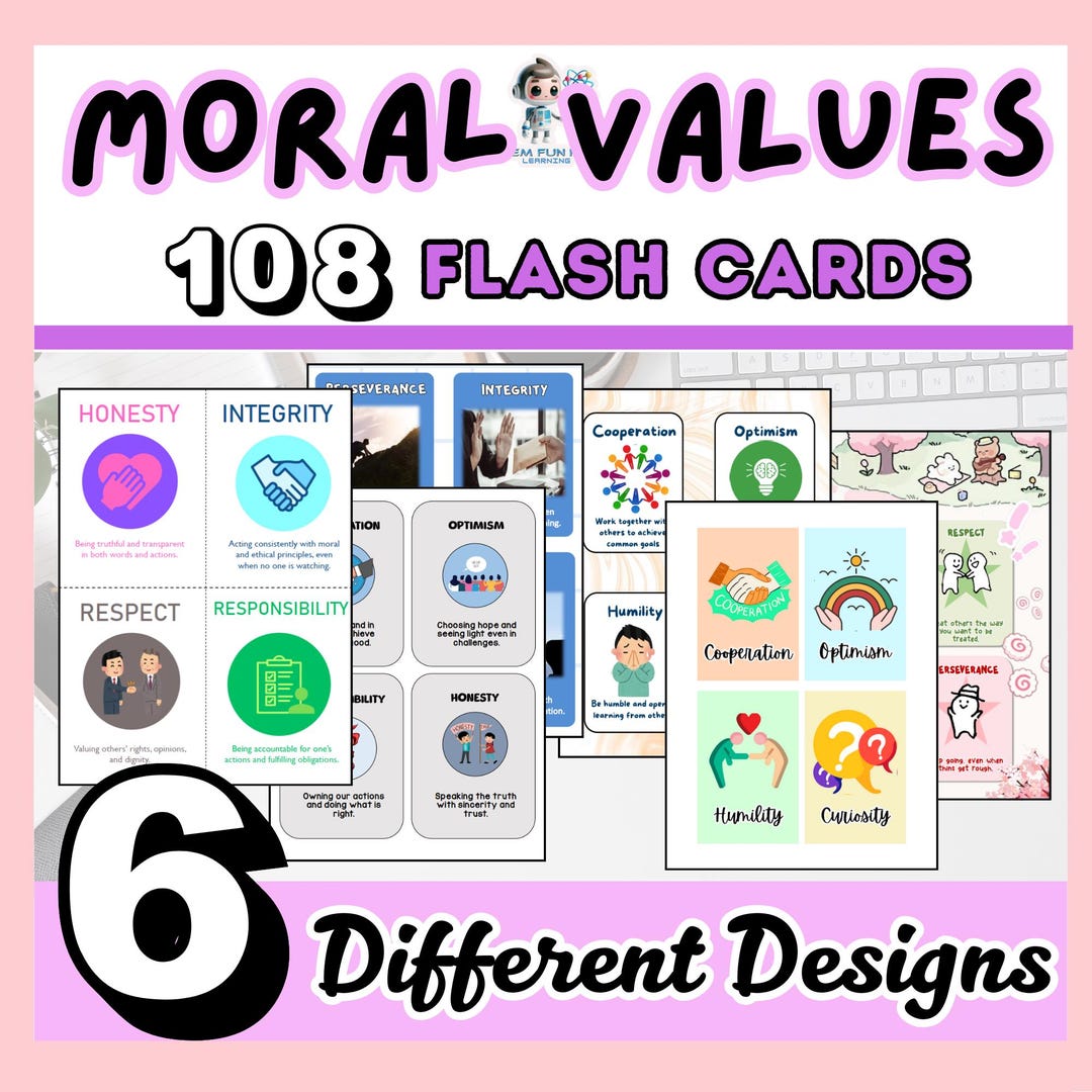 Printable Kids Moral Values Cards | SEL & Classroom Character Ed - Etsy