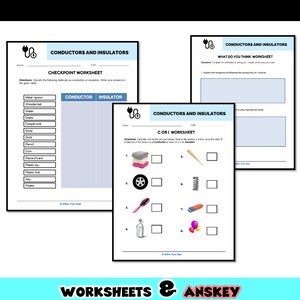 Conductors and Insulators Worksheets Bundle, STEM Workbook, Test Quiz ...