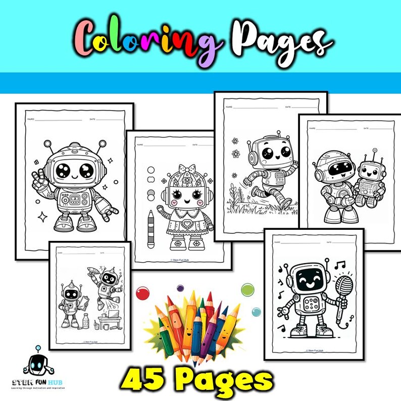 Printable Robot Theme Coloring Pages | STEM Activity for Kids | Robot ...