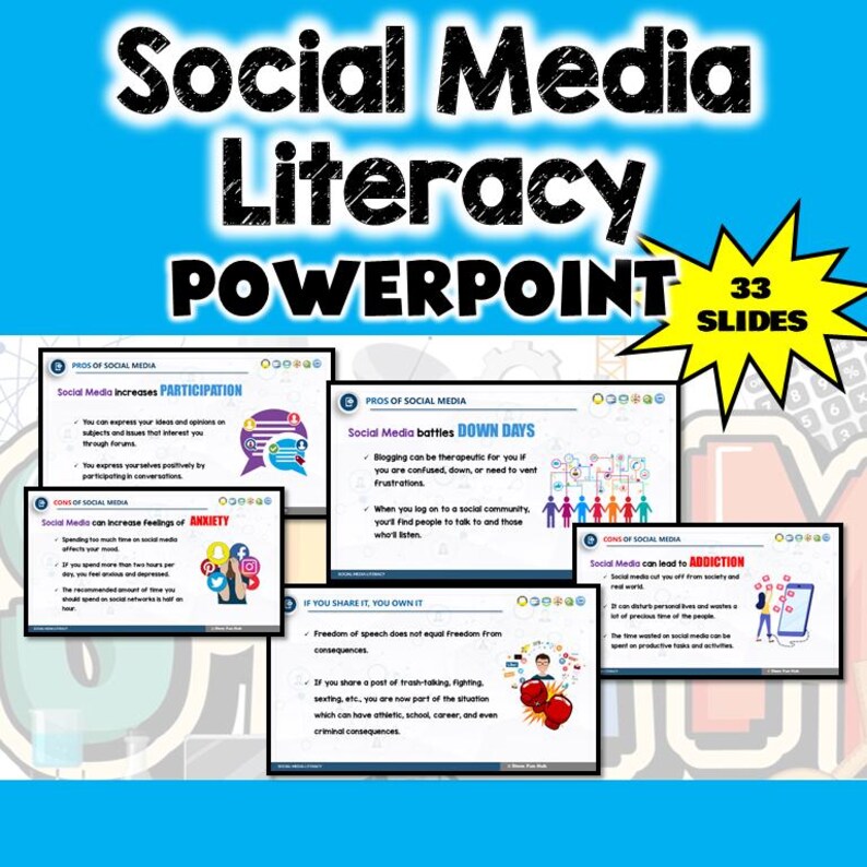 Social Media Safety and Literacy Lesson Bundle, Printables, Instant ...