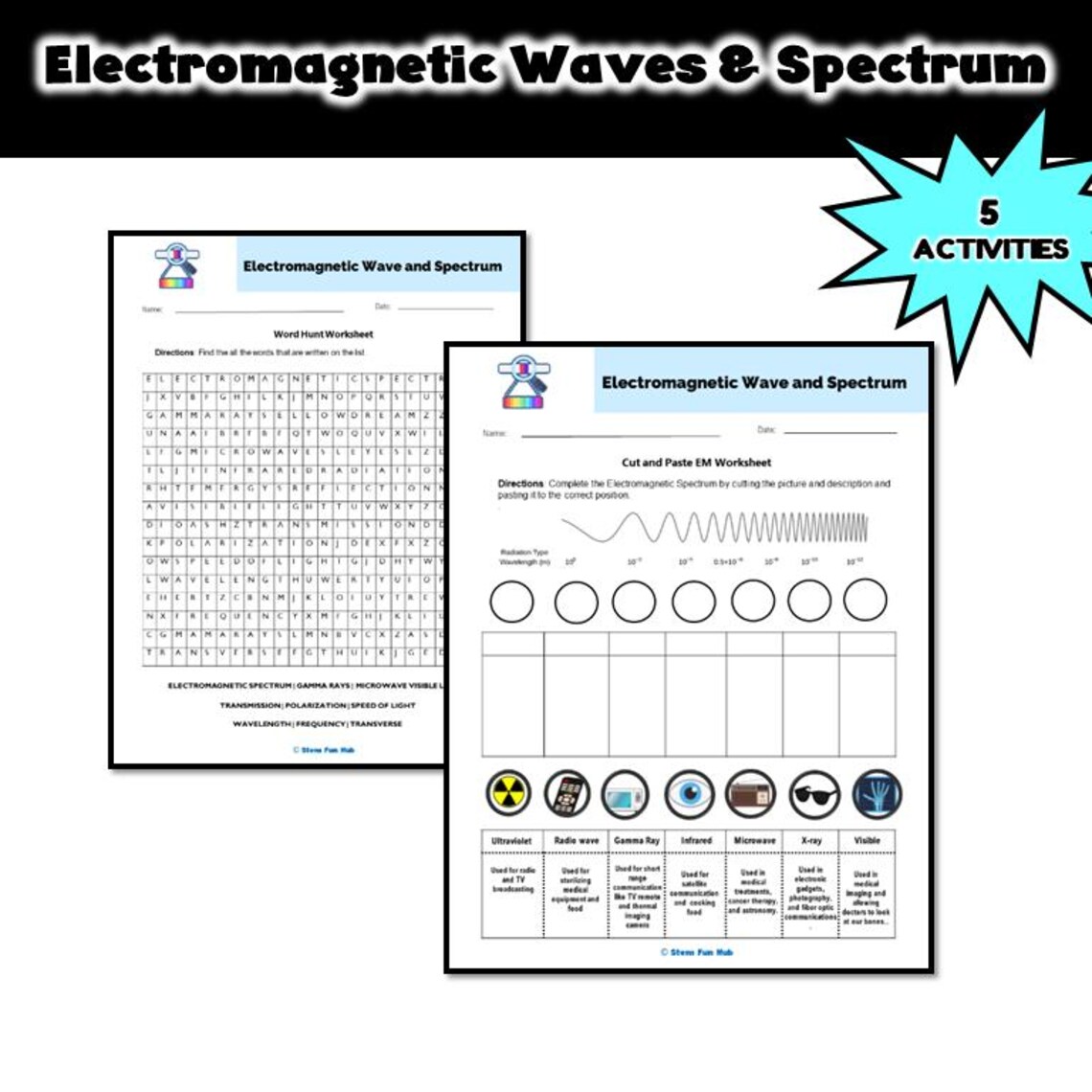 Electromagnetic Waves Worksheets: Physics STEM Resource (digital ...