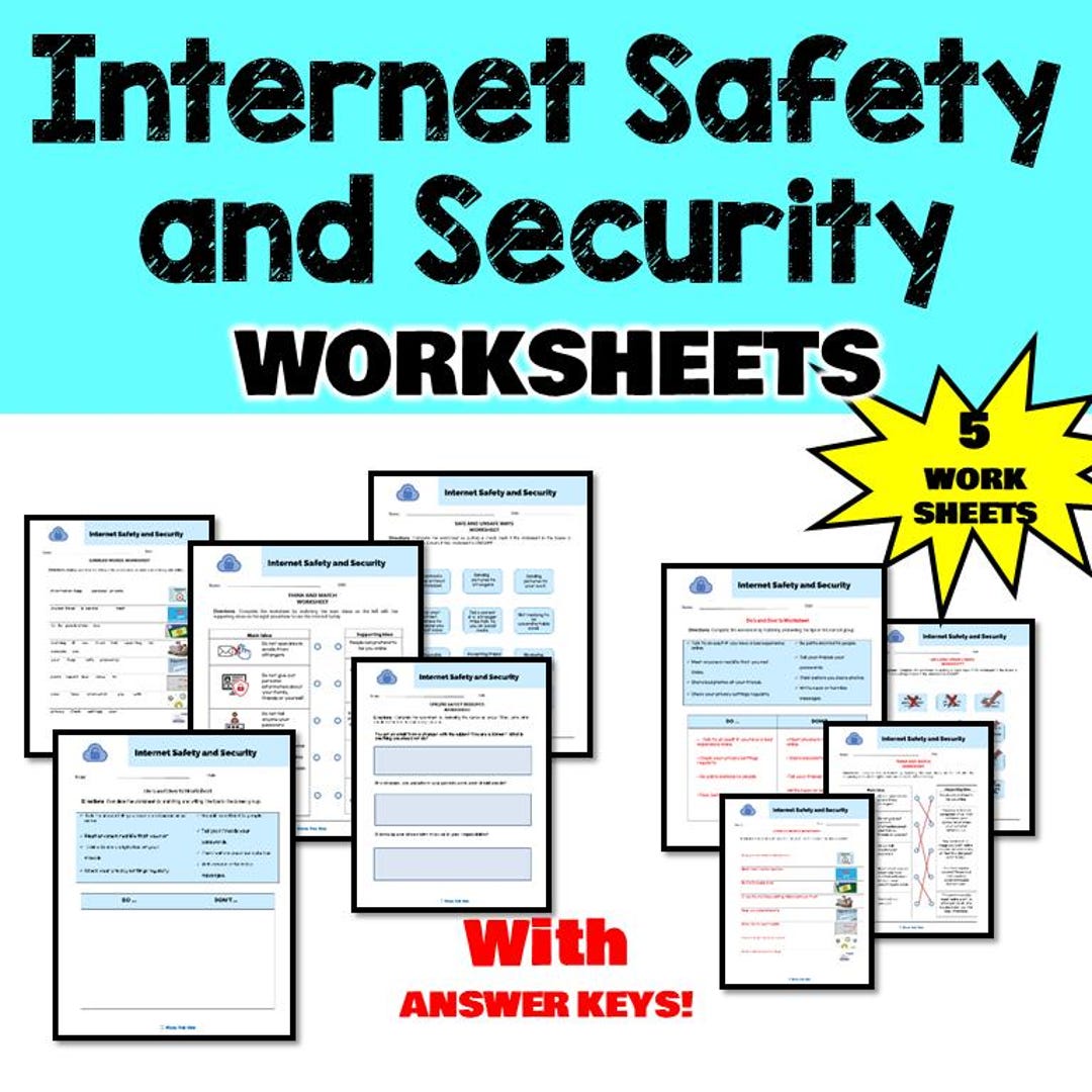Security and Internet Safety Worksheets, Printable, Unit Test, Instant ...