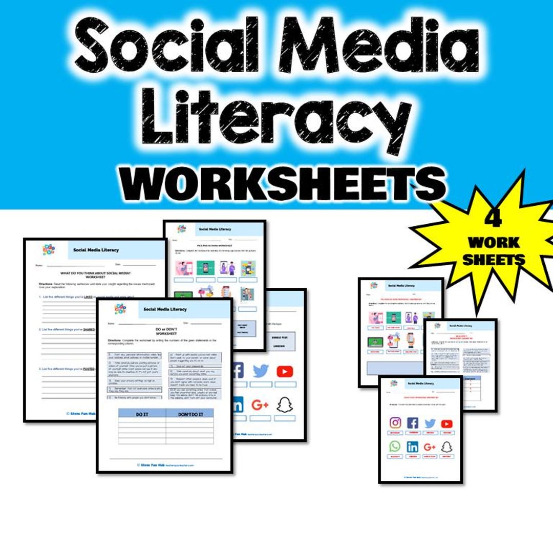 Social Media Literacy Printables, Safety Worksheets Unit Test, Instant ...