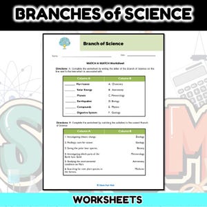 Branches of Science Worksheets | STEM Activities | Educational ...