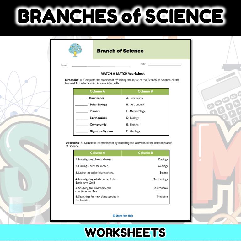 Branches of Science Worksheets | STEM Activities | Educational ...