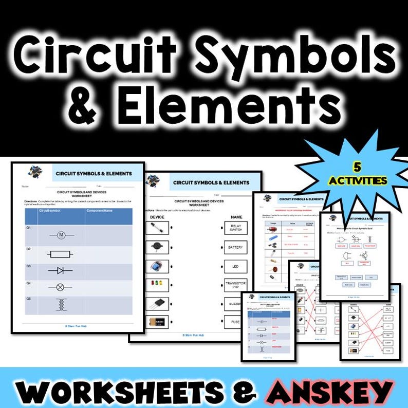 Electronics Circuit Symbols Lesson: STEM Worksheets, Unit Test (digital ...