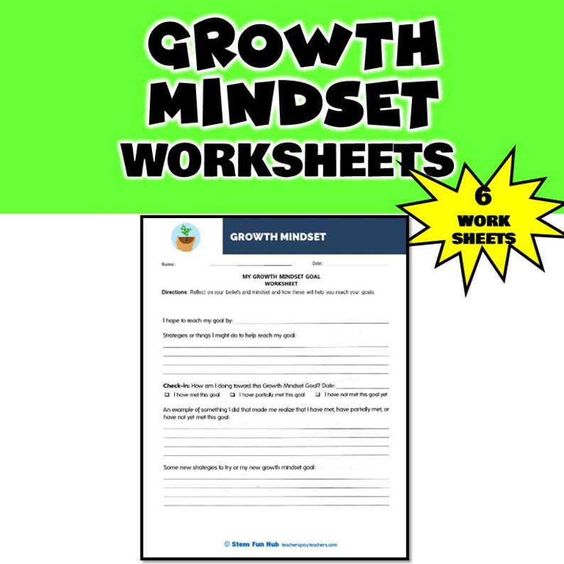 Growth Mindset Worksheets: SEL Activities for Teens (digital Download ...