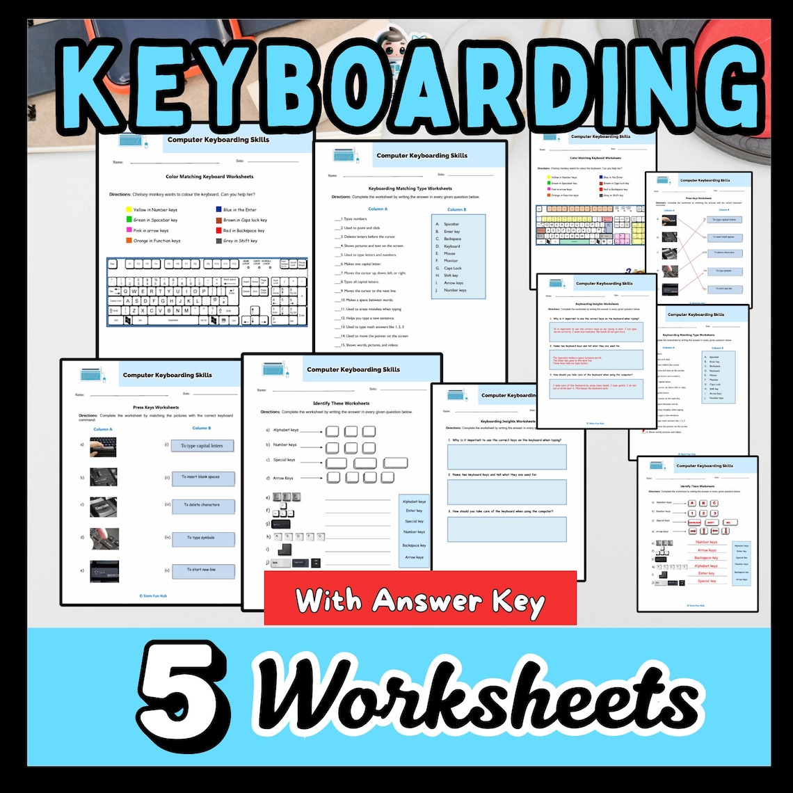 Computer Keyboard Basics and Typing Skills for Beginners Lesson Bundle ...
