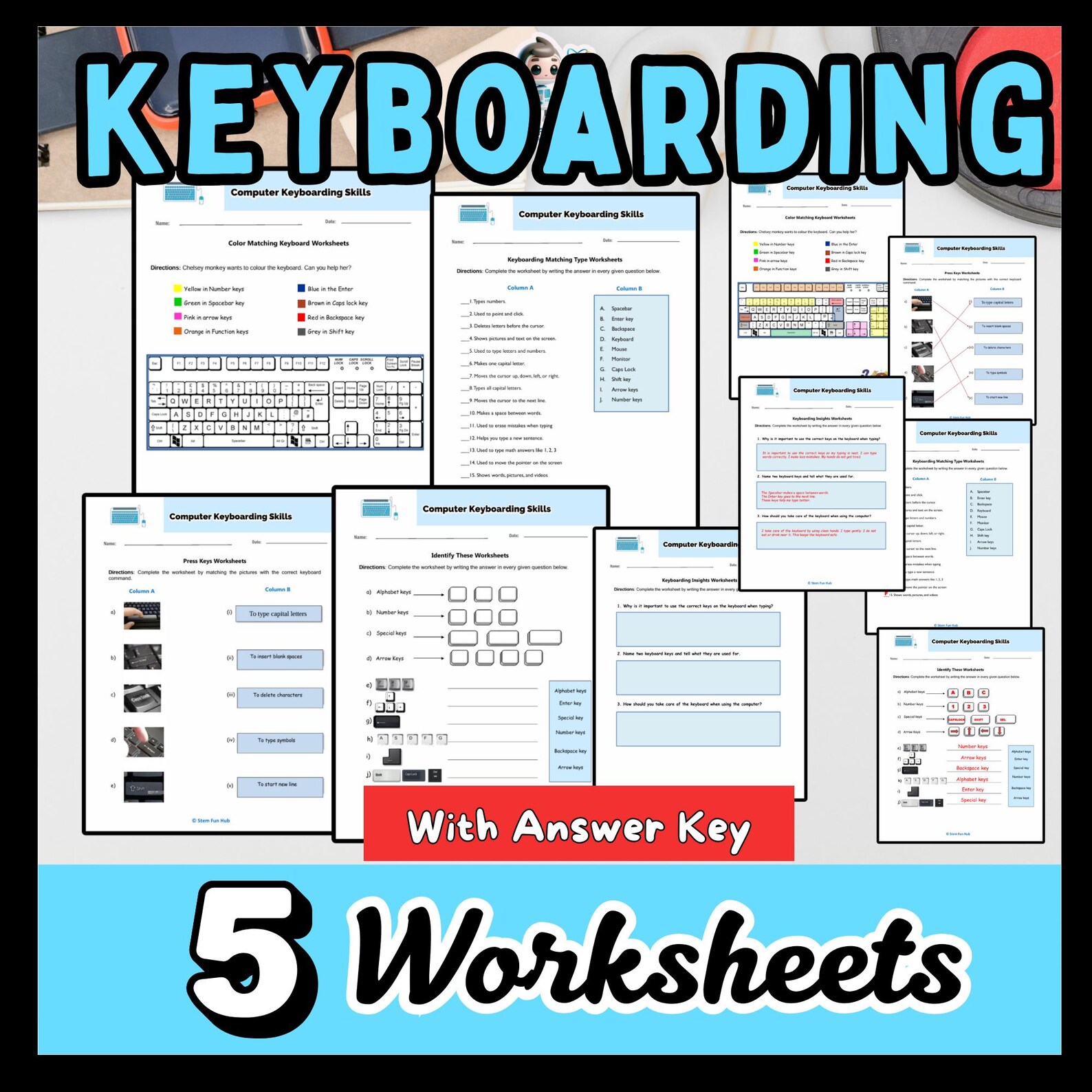 Computer Keyboard Basics and Typing Skills for Beginners Lesson Bundle ...