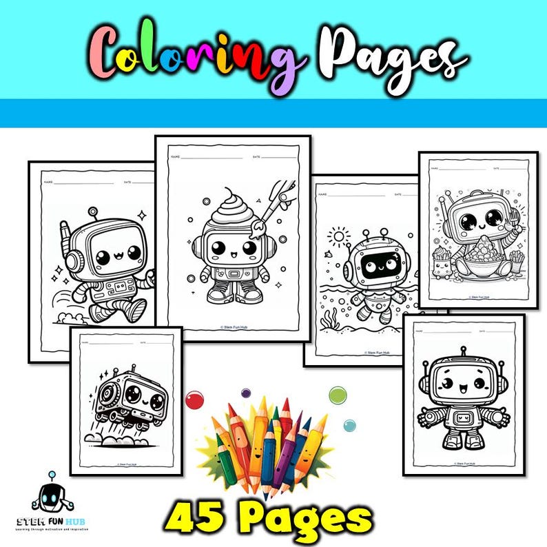 Printable Robot Theme Coloring Pages | STEM Activity for Kids | Robot ...