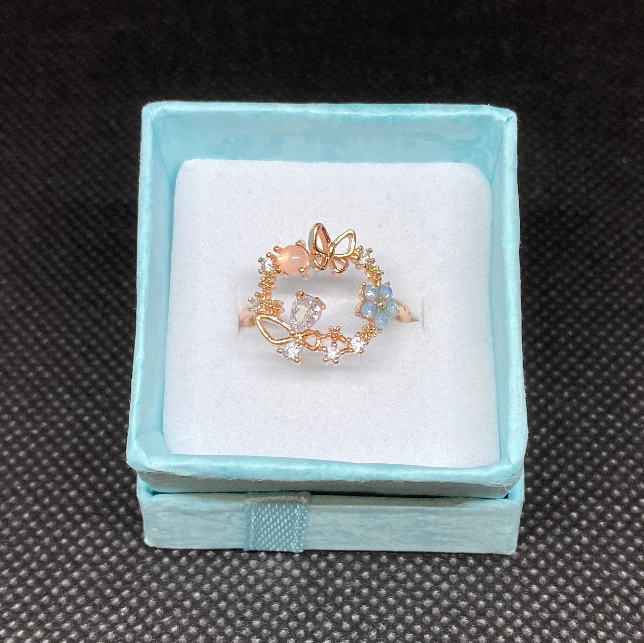 Butterfly Ring Adjustable Ring Butterfly Flower Ring | Etsy